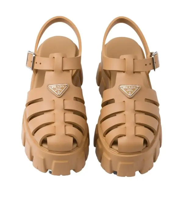 Prada Foam Triangle-logo Ankle Strap Sandals