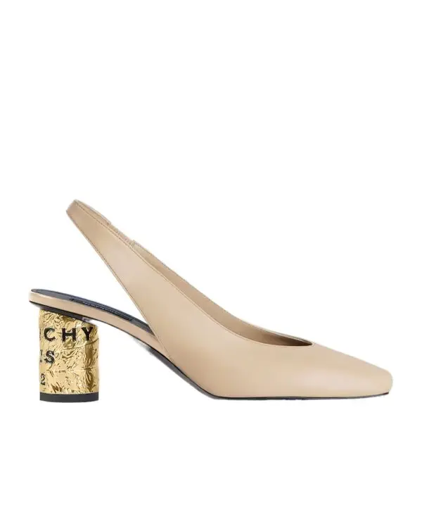 Givenchy Tape Slingback Pumps In Calfskin Leather - Light Brown