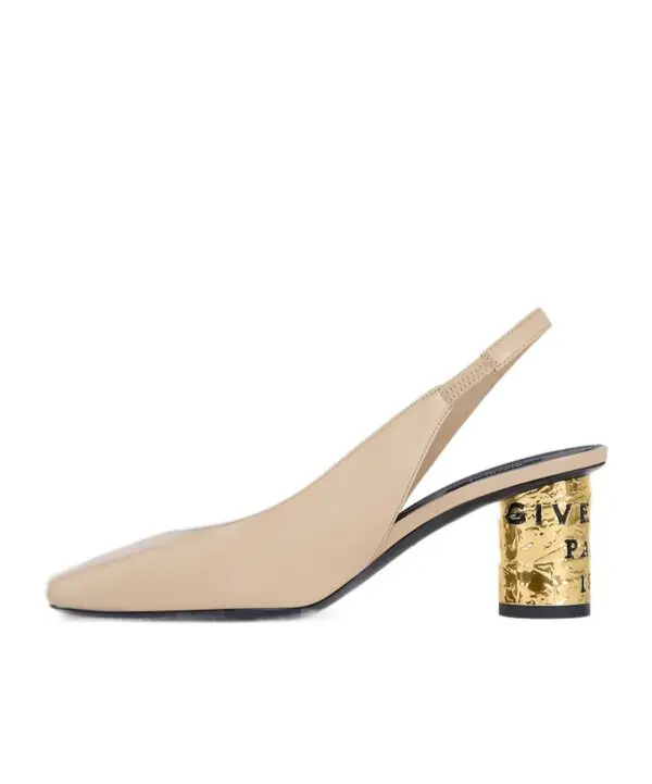 Givenchy Tape Slingback Pumps In Calfskin Leather - Light Brown