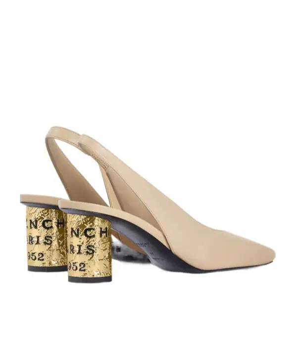 Givenchy Tape Slingback Pumps In Calfskin Leather - Light Brown