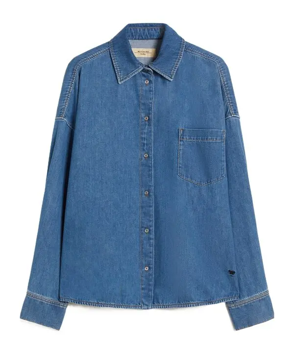 Max Mara Denim Shirt With Butterfly Embroidery - Navy Blue