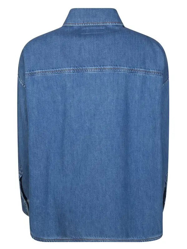 Max Mara Denim Shirt With Butterfly Embroidery - Navy Blue