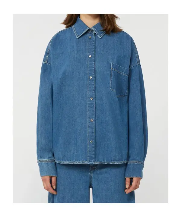 Max Mara Denim Shirt With Butterfly Embroidery - Navy Blue