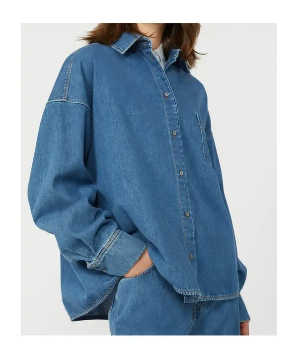 Max Mara Denim Shirt With Butterfly Embroidery - Navy Blue