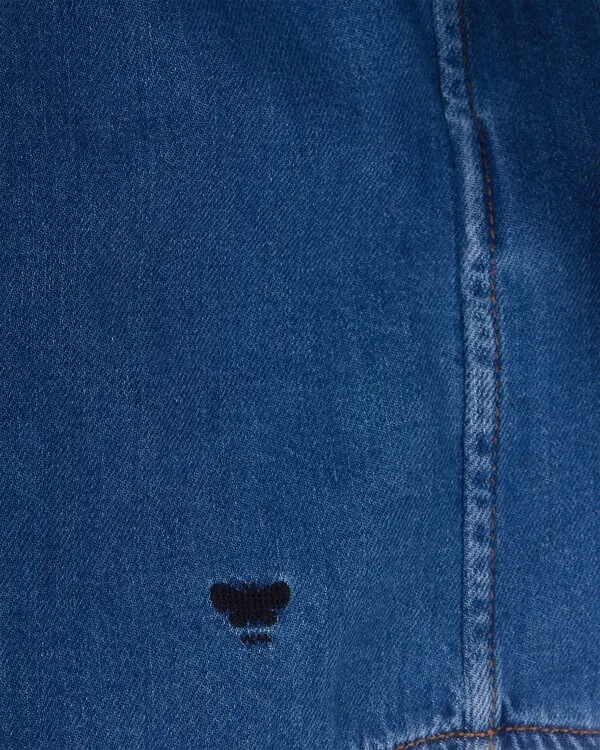 Max Mara Denim Shirt With Butterfly Embroidery - Navy Blue