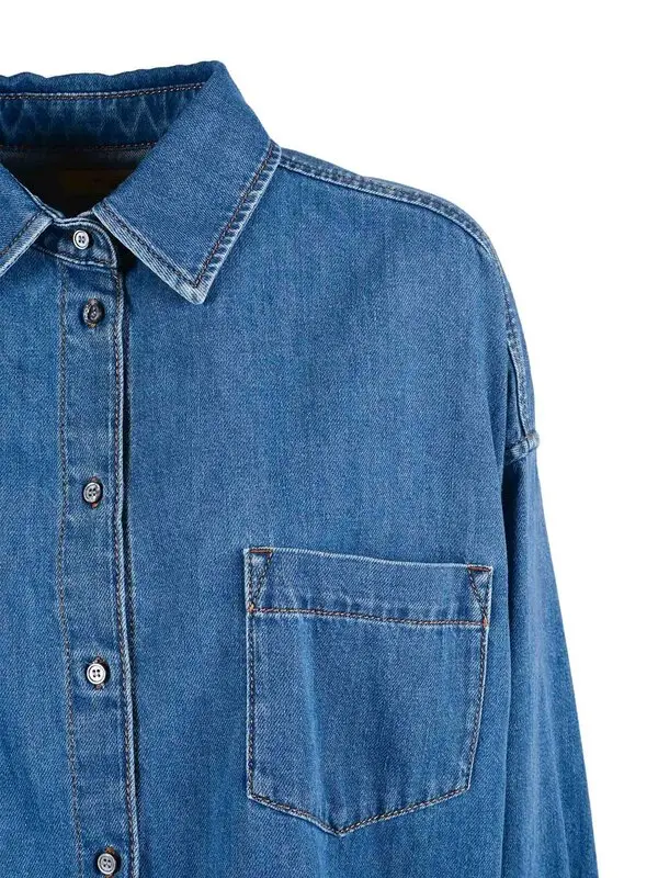 Max Mara Denim Shirt With Butterfly Embroidery - Navy Blue