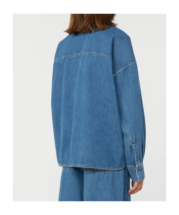 Max Mara Denim Shirt With Butterfly Embroidery - Navy Blue