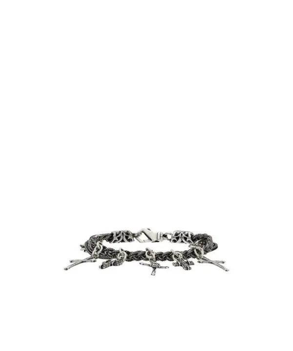 Emanuele Bicocchi Silver Cross Charm Bracelet - Gray