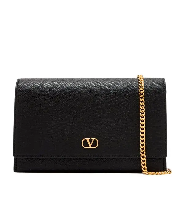 Valentino Garavani Vlogo Signature Foldover Top Clutch Bag - Black