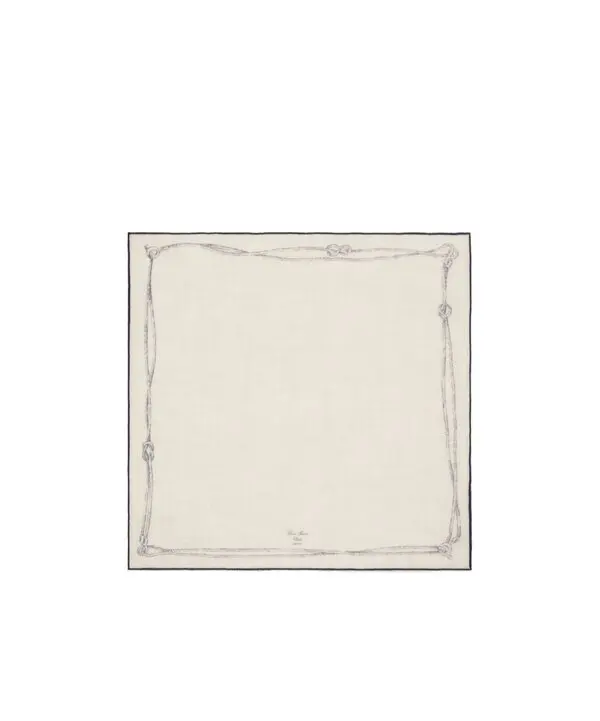 Loro Piana Alare Foulard 60x60 - Sandshell Beige/navy Blue