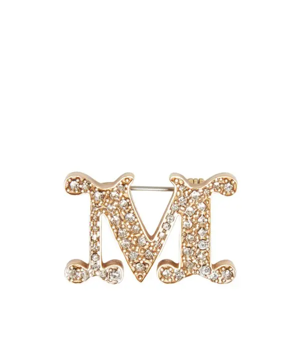 Max Mara Embellished Monogram Brooch - Yellow