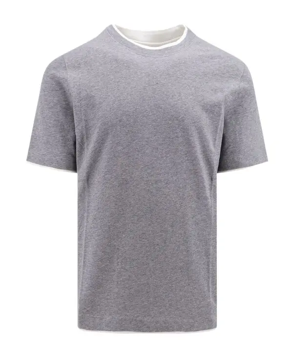 Brunello Cucinelli Layered-effect Crewneck T-shirt - Grey