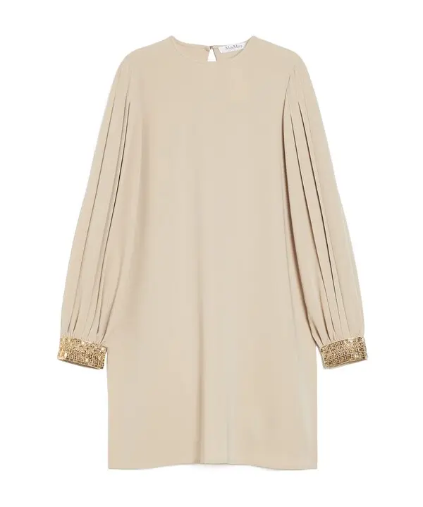 Max Mara Crewneck Pleated Top With Embellished Cuffs - Albino