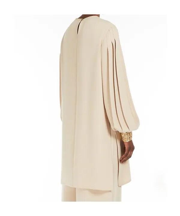 Max Mara Crewneck Pleated Top With Embellished Cuffs