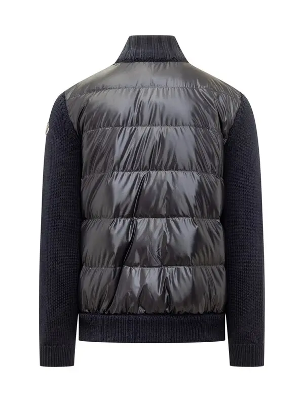 Moncler Zip-up Cardigan With Ribbed Trim And Pockets