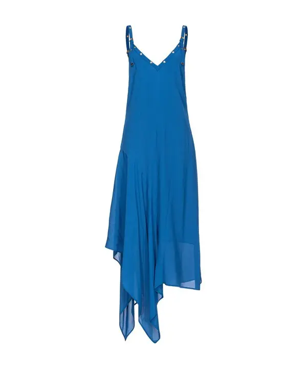 Pinko Asymmetrical V-neck Embellished Dress - Blue