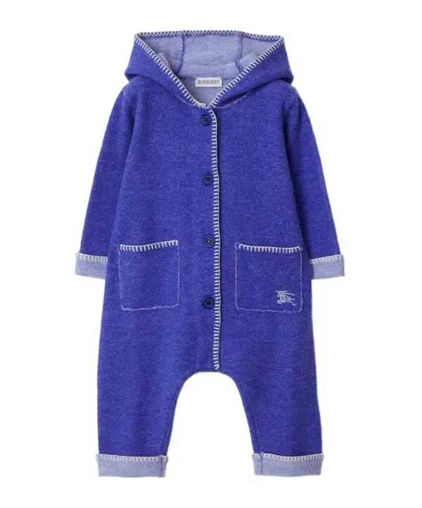 Burberry Wool Jumpsuit With Equestrian Knight Logo Embroidery - Knight Blue