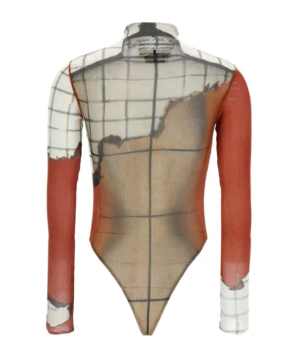 JEAN PAUL GAULTIER Printed Tulle Bodysuit