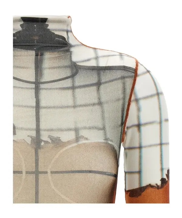 JEAN PAUL GAULTIER Printed Tulle Bodysuit