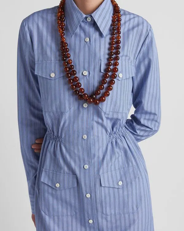Prada Striped Straight Hem Shirt Dress