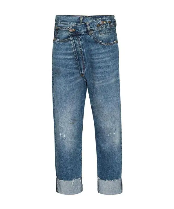 R13 Crossover Cropped Jeans - Blue