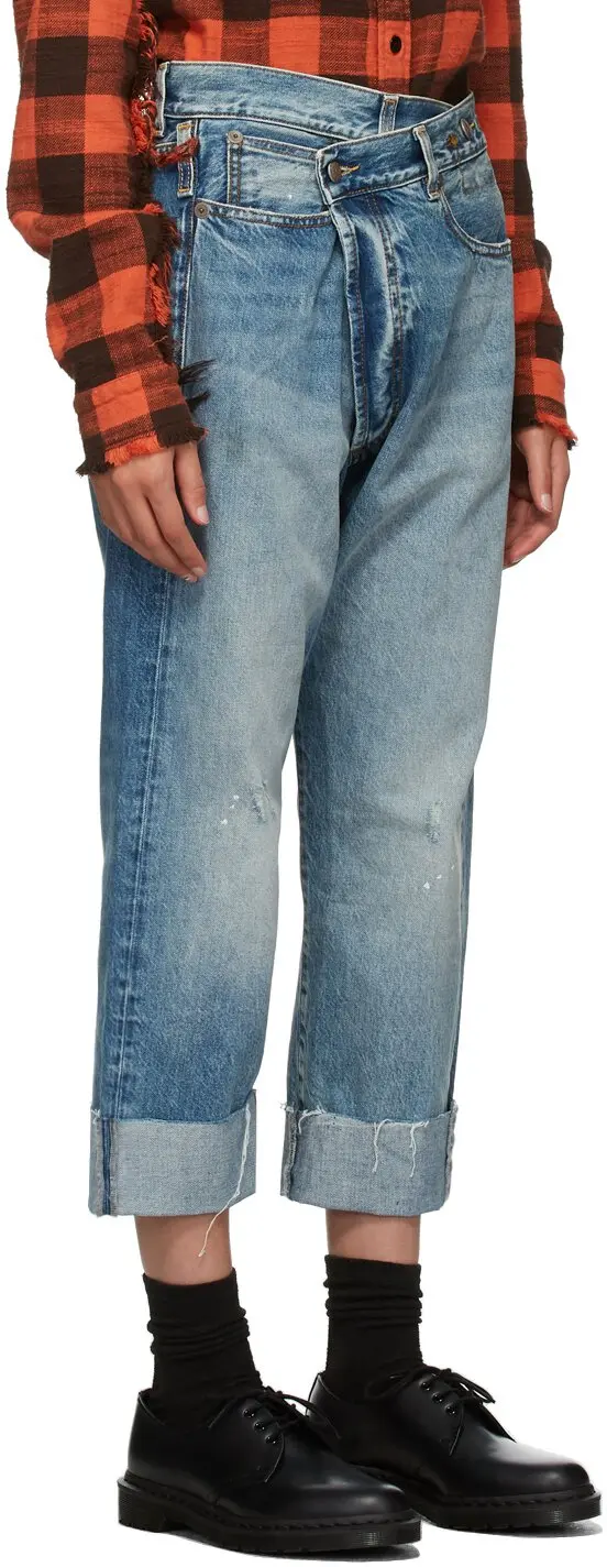 R13 Crossover Cropped Jeans - Blue