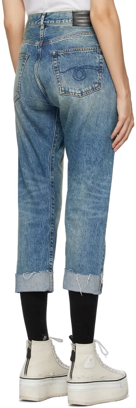 R13 Crossover Cropped Jeans - Blue