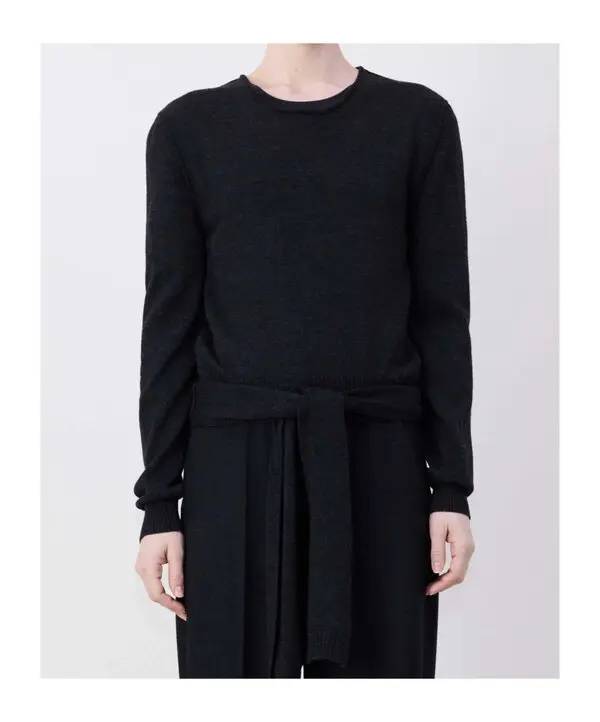 LEMAIRE Trompe L'oeil Crewneck Jumper With Wool Straps - Anthracite