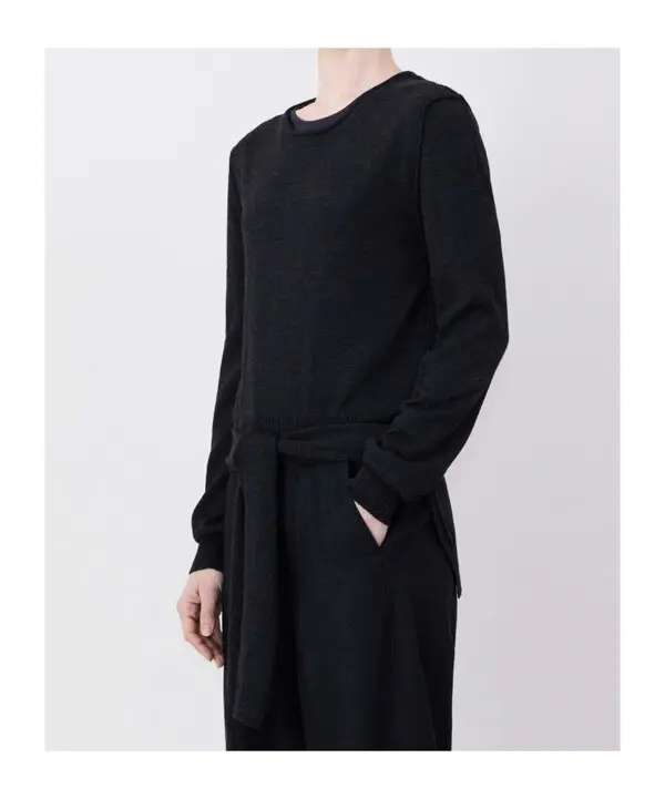 LEMAIRE Trompe L'oeil Crewneck Jumper With Wool Straps - Anthracite