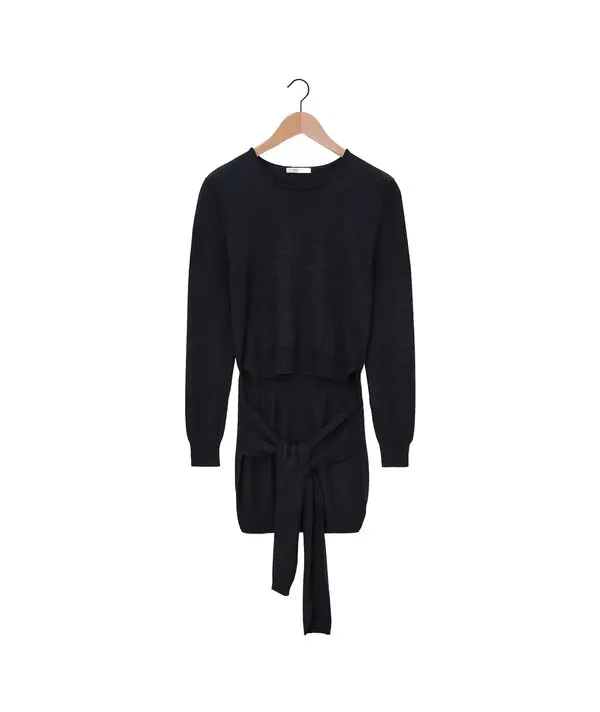 LEMAIRE Trompe L'oeil Crewneck Jumper With Wool Straps - Anthracite