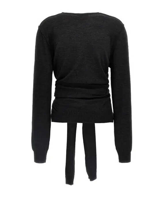 LEMAIRE Trompe L'oeil Crewneck Jumper With Wool Straps - Anthracite