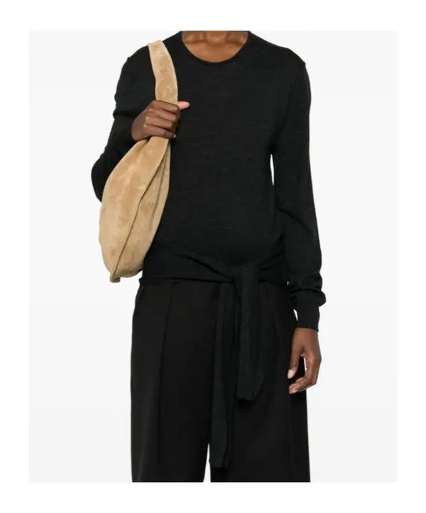 LEMAIRE Trompe L'oeil Crewneck Jumper With Wool Straps - Anthracite