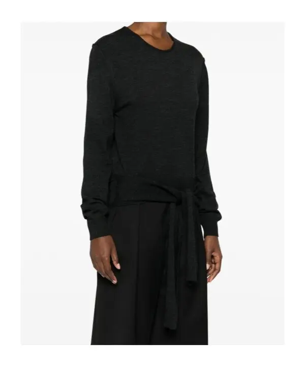 LEMAIRE Trompe L'oeil Crewneck Jumper With Wool Straps - Anthracite