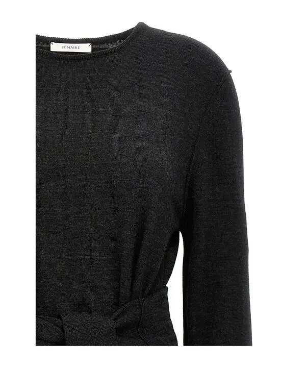 LEMAIRE Trompe L'oeil Crewneck Jumper With Wool Straps - Anthracite