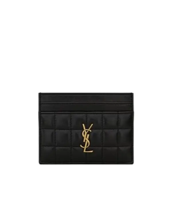 Saint Laurent Cassandre Matelassé Card Case - Black