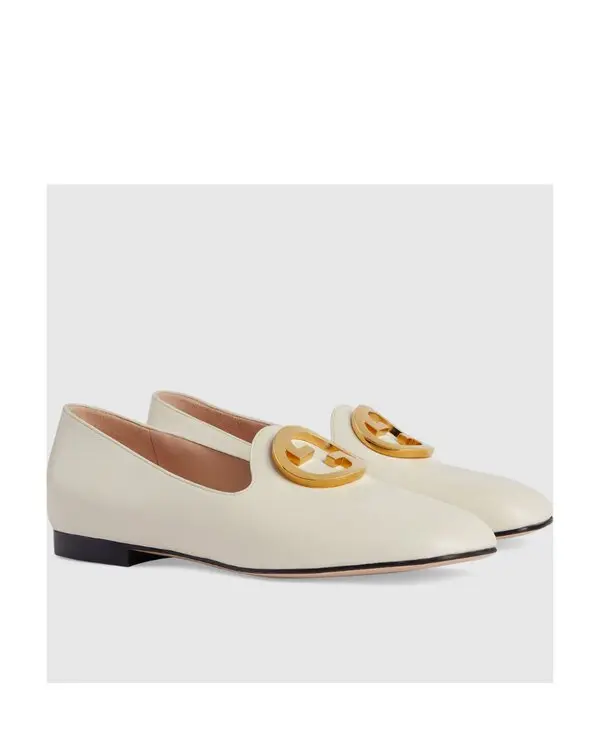 Gucci Blondie Logo-plaque Loafers - White