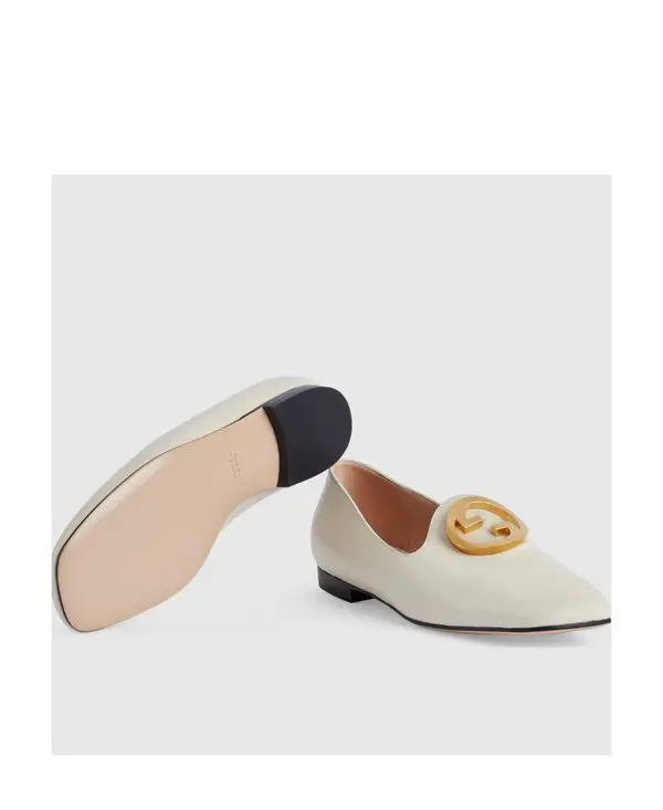 Gucci Blondie Logo-plaque Loafers - White