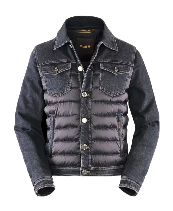 MOORER Quilted Denim Down Jacket - Black