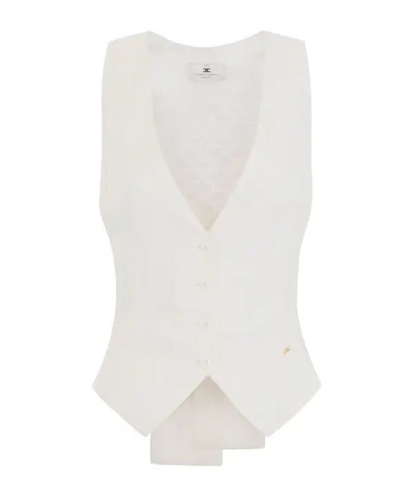 Elisabetta Franchi Gabardine Waistcoat - Ivory