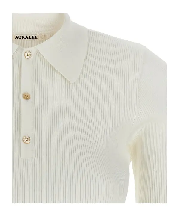 Auralee Short-sleeved Knit Polo Shirt