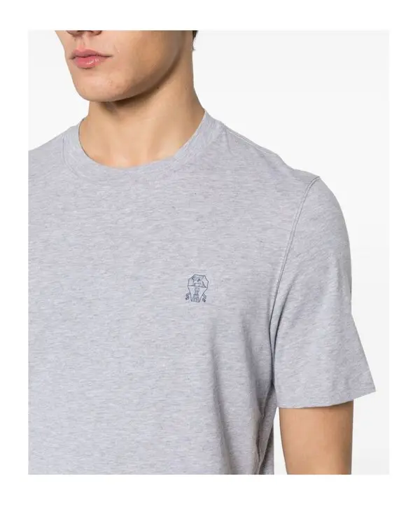 Brunello Cucinelli Logo Printed Crewneck T-shirt - White