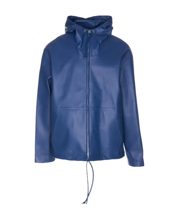 Bottega Veneta Zip Hooded Leather Jacket