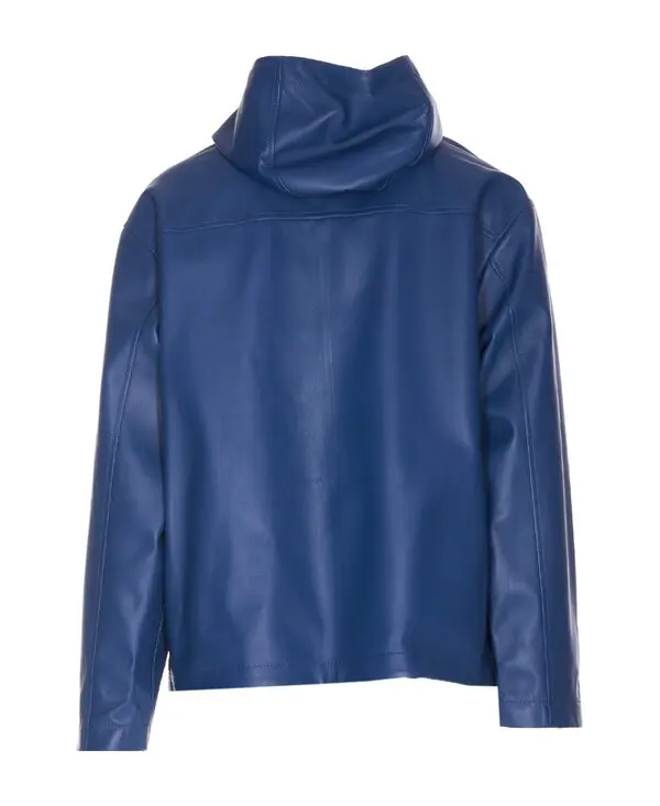 Bottega Veneta Zip Hooded Leather Jacket