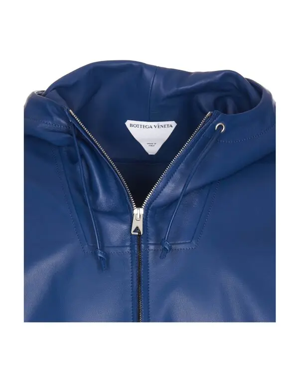 Bottega Veneta Zip Hooded Leather Jacket