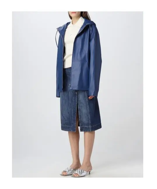 Bottega Veneta Zip Hooded Leather Jacket