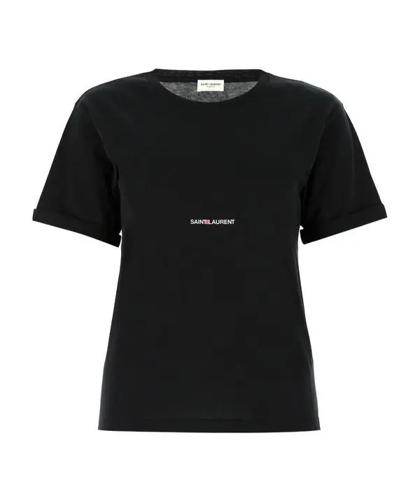 Saint Laurent Logo Print Crewneck T-shirt - Black