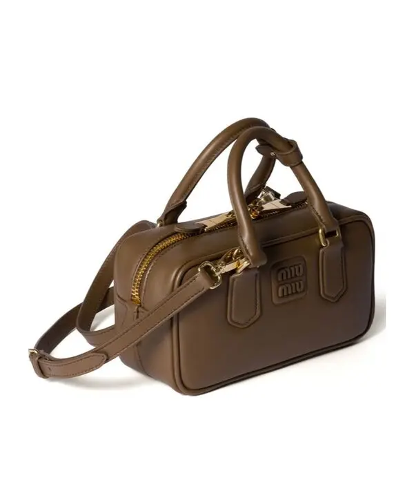 Miu Miu Logo-embossed Small Tote Bag - Brown