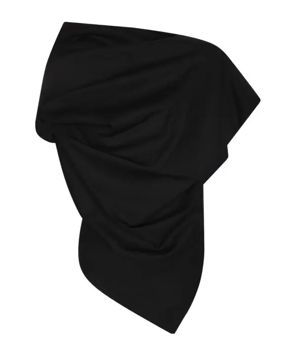 Issey Miyake Asymmetrical Draped Detail Top - Black