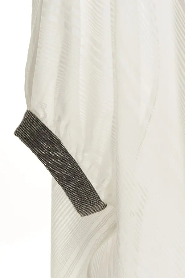 Brunello Cucinelli Sheer Striped Shirt With Embellished Cuffs