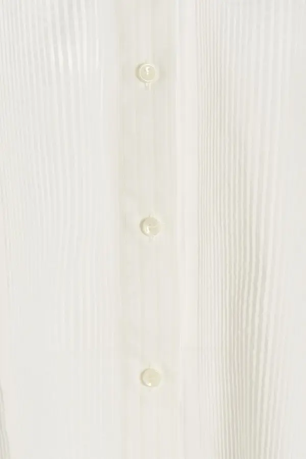 Brunello Cucinelli Sheer Striped Shirt With Embellished Cuffs